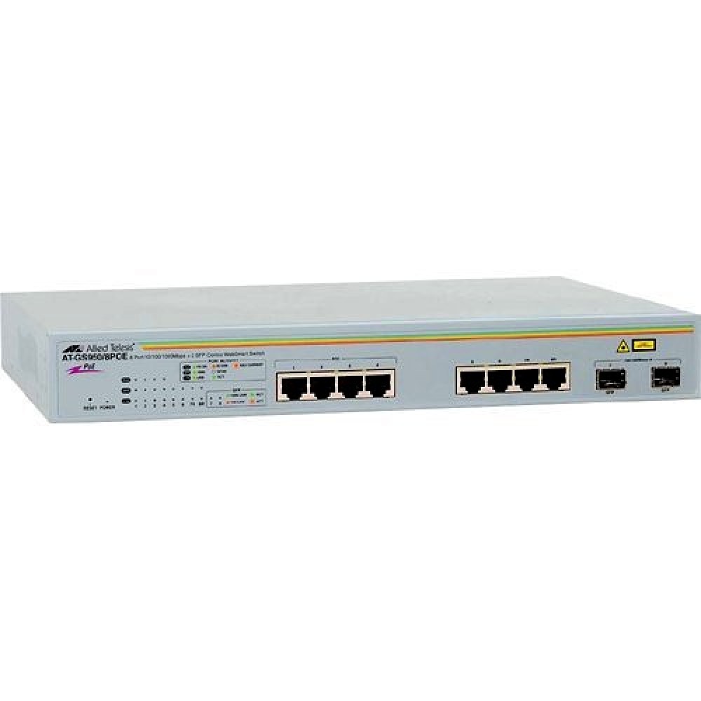 AT-GS950/10PS-50, 8 Gb PoE, 2Gb SFP Girişli Ağ Anahtarı