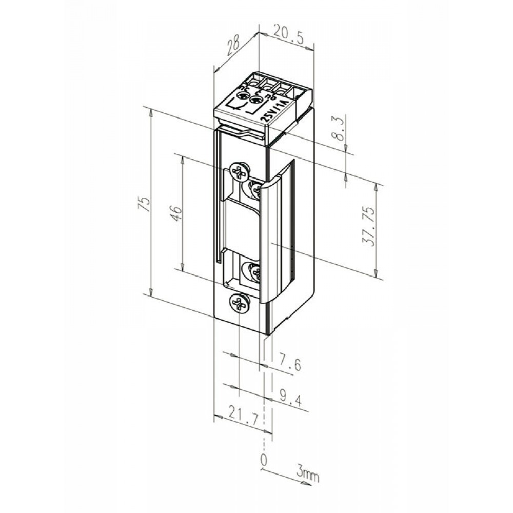 37RR-02135E91, Failsafe, Electric Lock Striker with Monitoring Contact